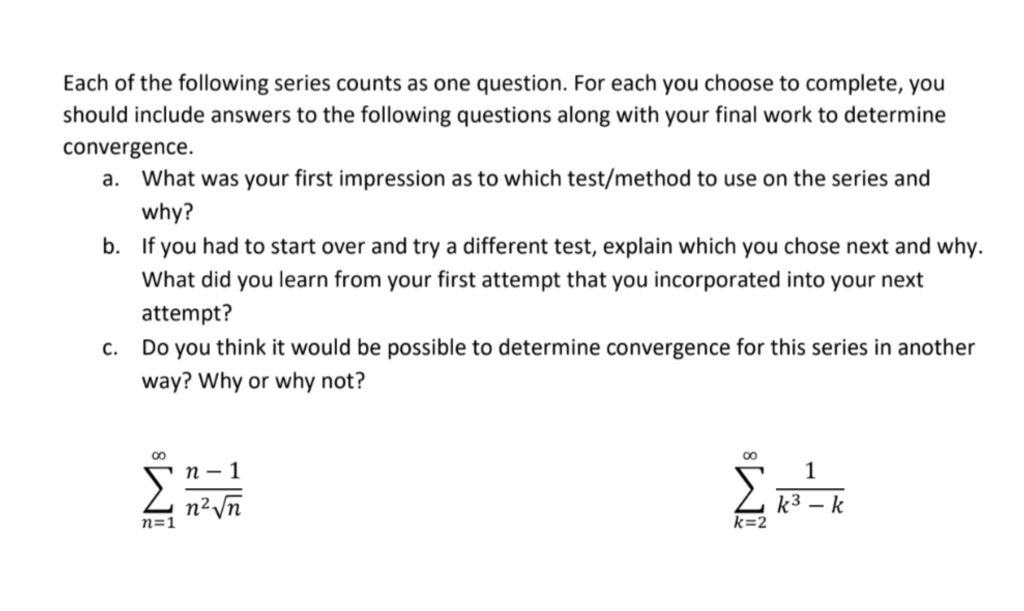 Solved Each of the following series counts as one question. | Chegg.com