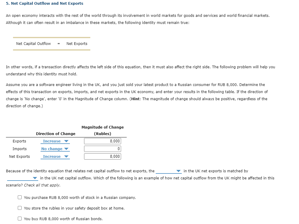 Solved 5. Net Capital Outflow and Net Exports An open | Chegg.com