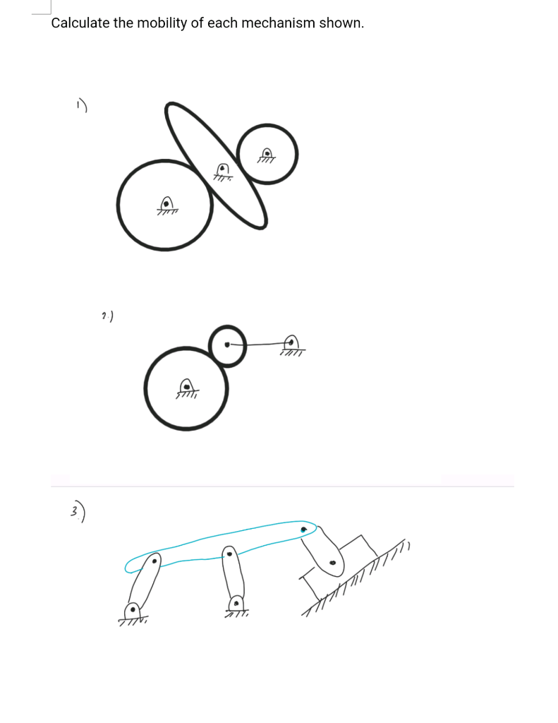 Solved Calculate the mobility of each mechanism shown. 1) 뭡 | Chegg.com