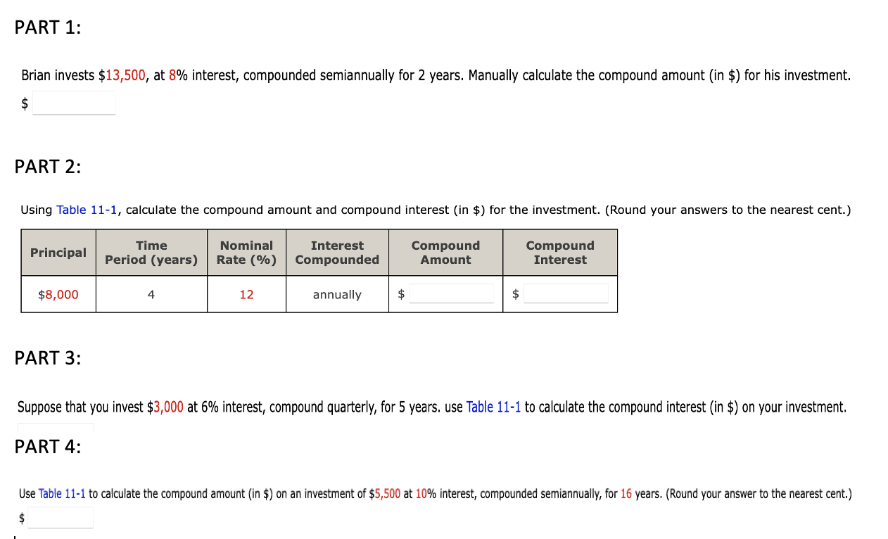 Solved PART 1: Brian invests $13,500, at 8% interest, | Chegg.com