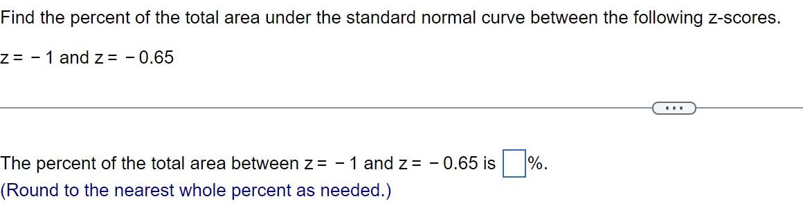 Solved Find the percent of the total area under the standard | Chegg.com