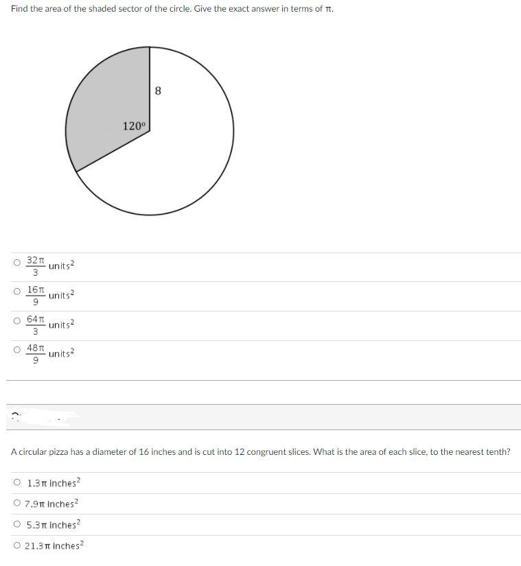 Solved Find the area of the shaded sector of the circle. | Chegg.com