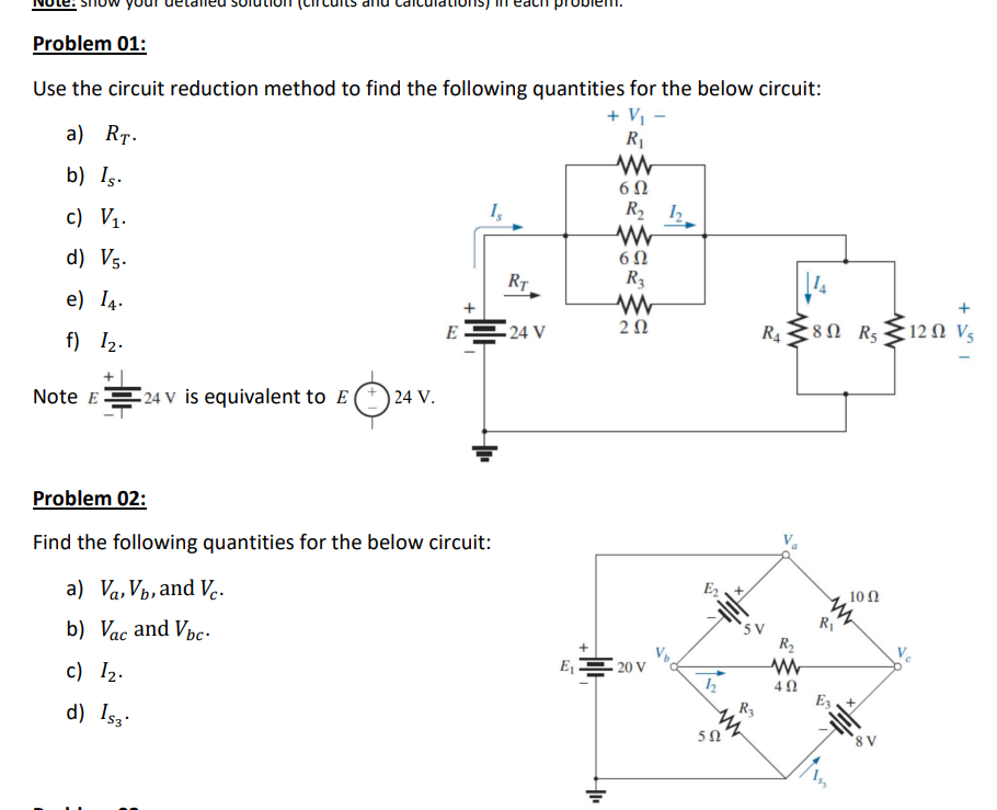 Solved Note ETˉ+124 V is equivalent to Problem 02: Find the | Chegg.com