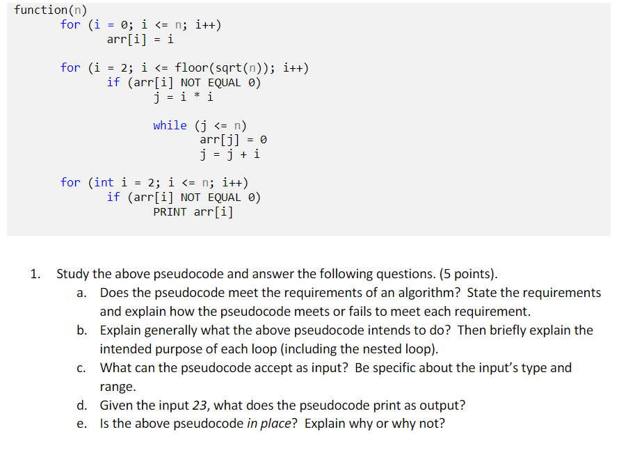 Solved function(n) for (i = 0; i