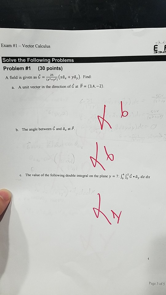 Exam #1-Vector Calculus 33e Solve the Following | Chegg.com