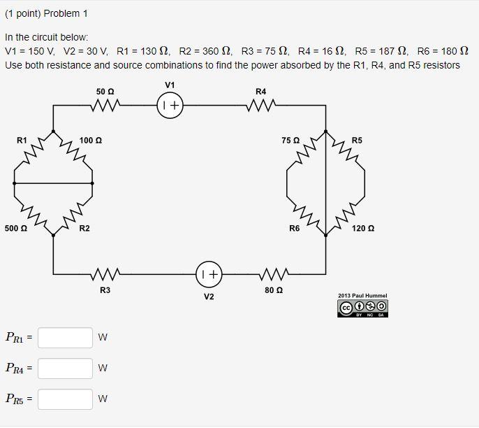 Solved In the circuit below: V1=150 V, V2=30 | Chegg.com