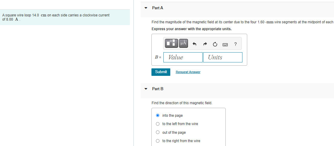 Solved A square wire loop 14.0 cm on each side carries a | Chegg.com