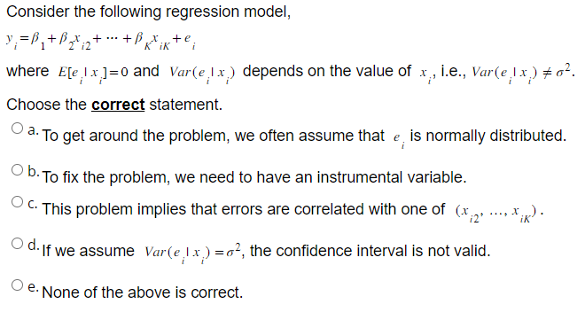Solved Consider the following regression model, where and | Chegg.com