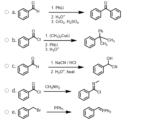 Solved 1. Phli a. 2. H30* 3. CrO2, H2SO4 Ph 1. (CH3)2Culi | Chegg.com