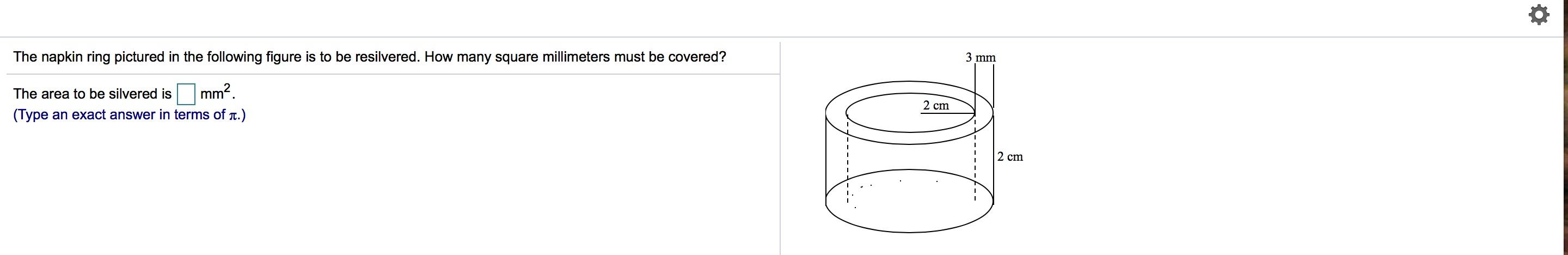 Solved The napkin ring pictured in the following figure is | Chegg.com