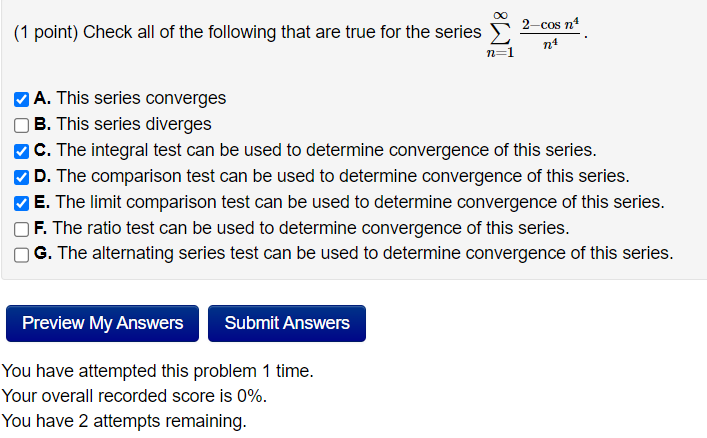 Solved (1 point) Check all of the following that are true | Chegg.com