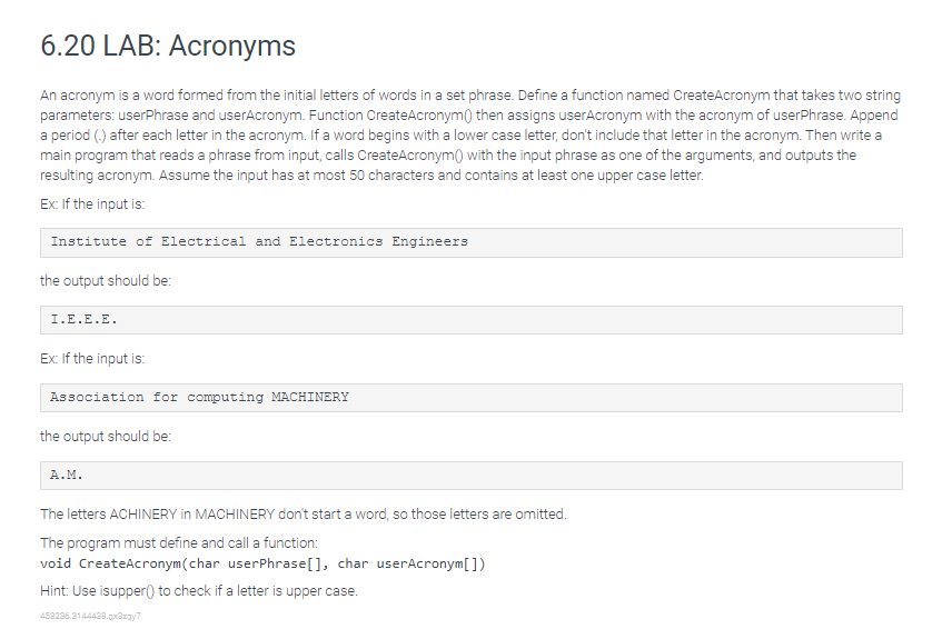 Solved An acronym is a word formed from the initial letters | Chegg.com