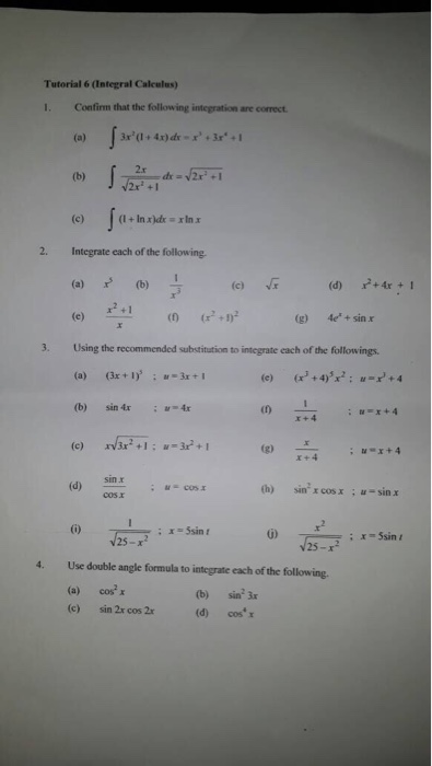 Solved Confirm that the following integration are correct | Chegg.com
