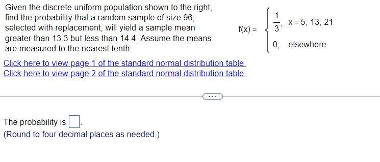 Solved Given the discrete uniform population shown to the | Chegg.com