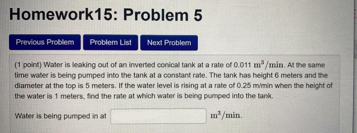 Solved Homework15 Problem 5 Previous Problem Problem List