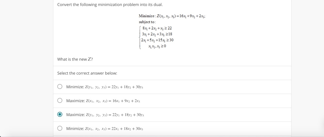 Solved Convert the following minimization problem into its | Chegg.com