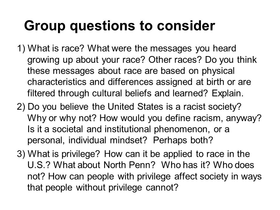 Group questions to consider 1) What is race? What | Chegg.com