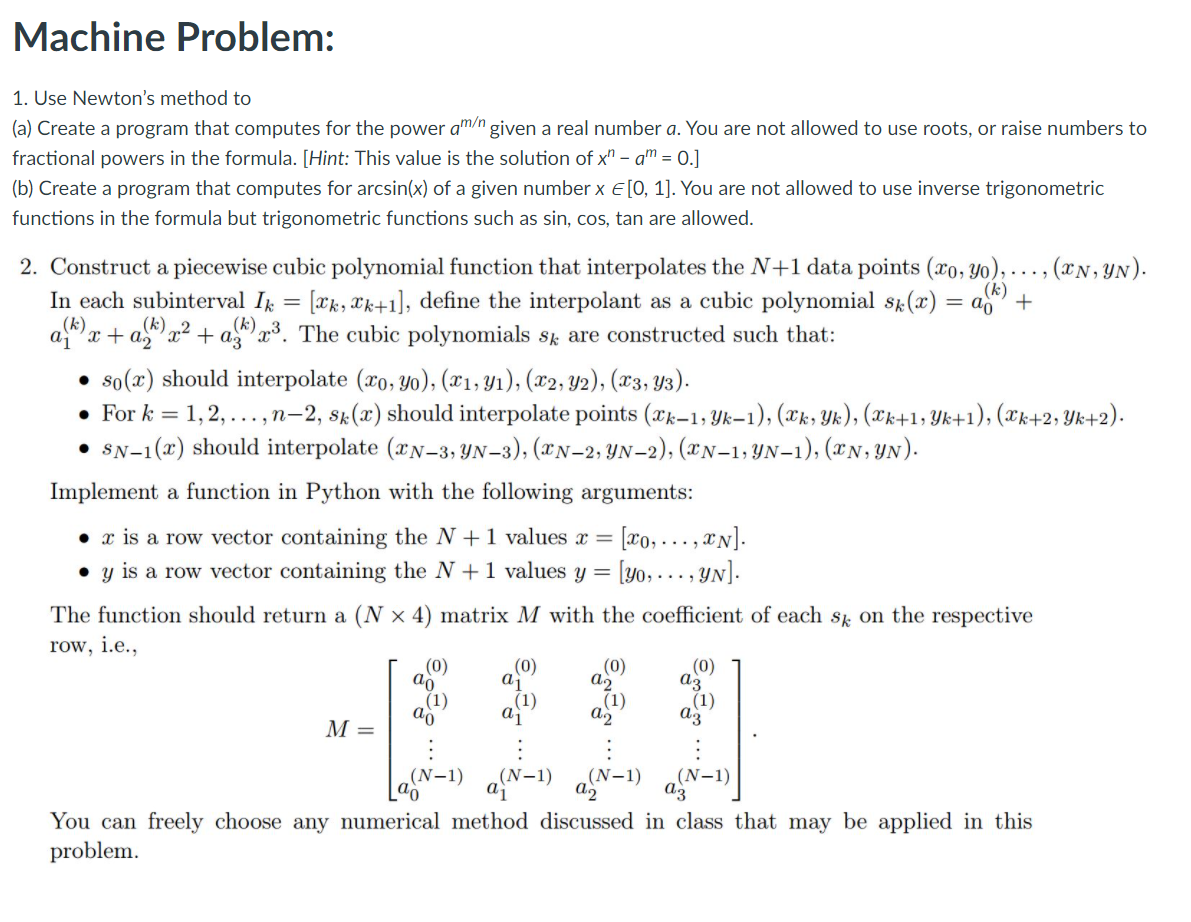 Solved Machine Problem: 1. Use Newton's method to (a) Create | Chegg.com
