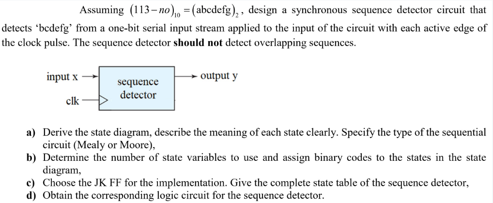 Solved Assuming (113−no)10=(abcdefg)2, design a synchronous | Chegg.com