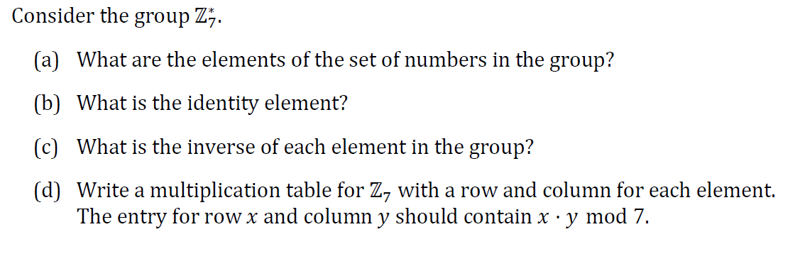 Solved Consider the group Z. (a) What are the elements of | Chegg.com
