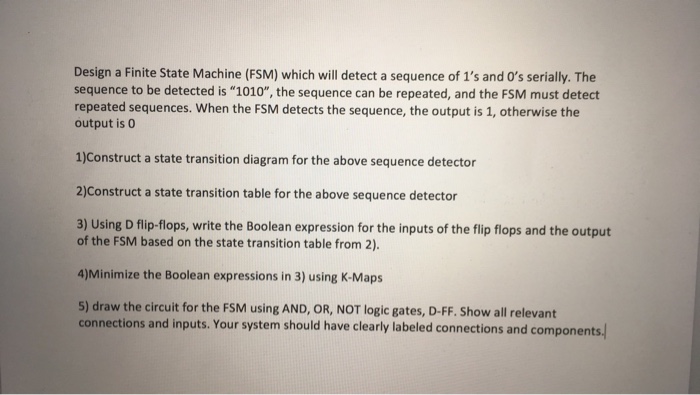 Solved Design a Finite State Machine (FSM) that detects a | Chegg.com