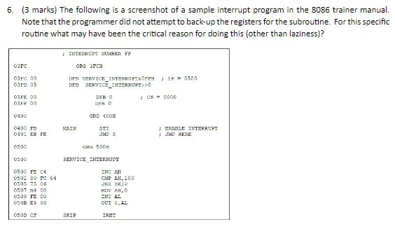 Solved 6. (3 marks) The following is a screenshot of a | Chegg.com