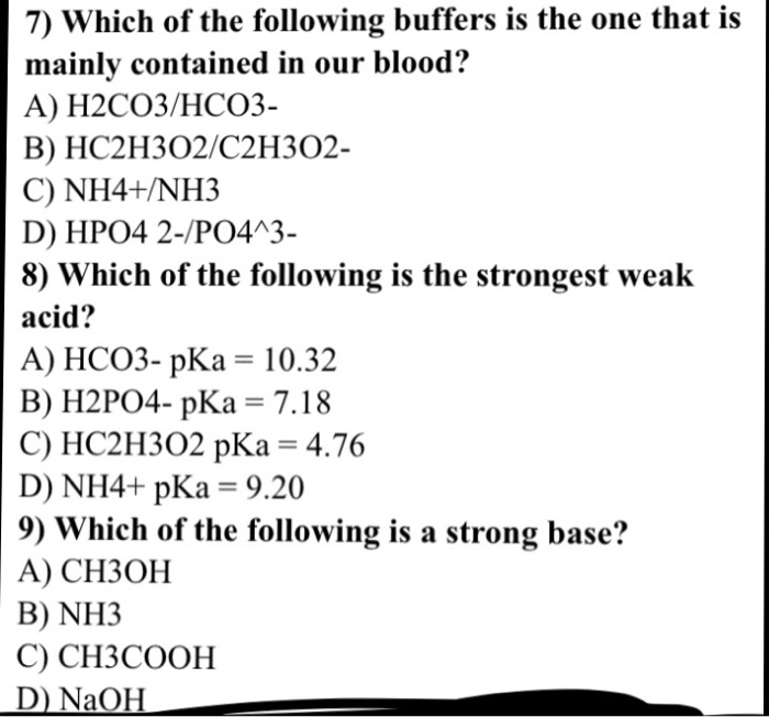 Solved Which of the following buffers is the one that is | Chegg.com