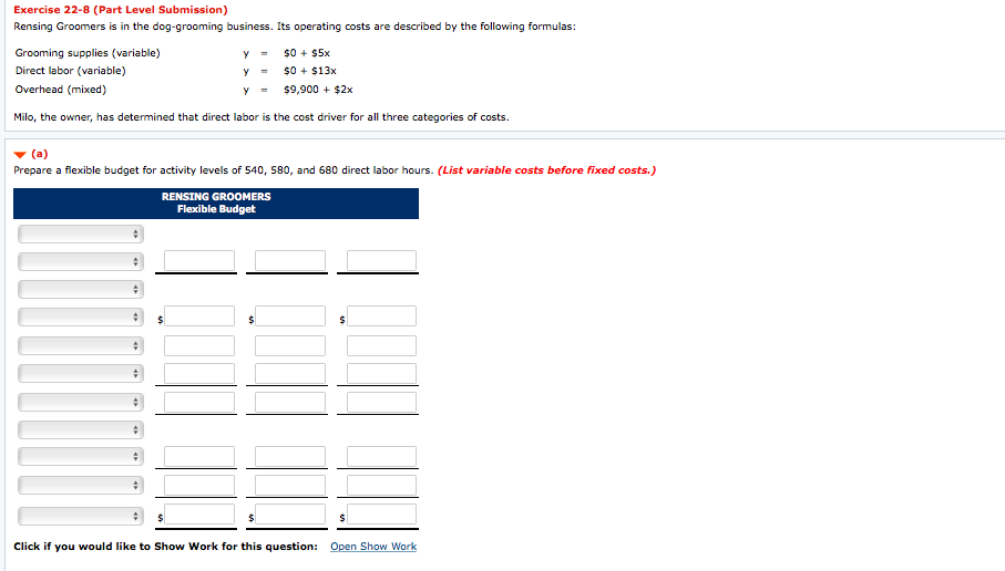 Solved Exercise 22-8 (Part Level Submission) Rensing | Chegg.com
