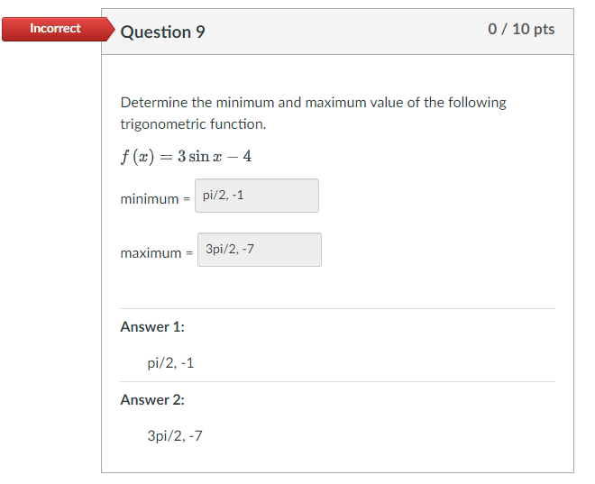 Solved Question 9determine The Minimum And Maximum Value Of 6046