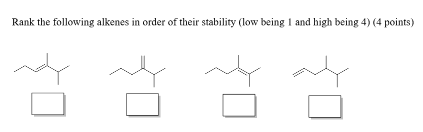 Solved Rank the following alkenes in order of their | Chegg.com