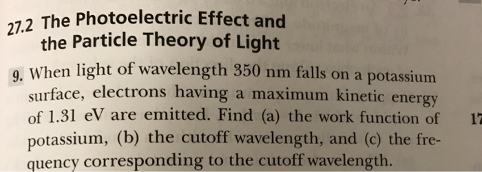Solved 27. 2 The Photoelectric Effect and the Particle | Chegg.com