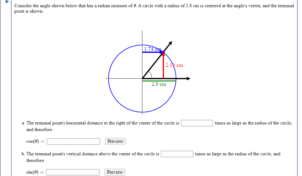 Solved Consider the angle shown below that has a radian | Chegg.com Solved Consider the angle shown below that has a radian | Chegg.com