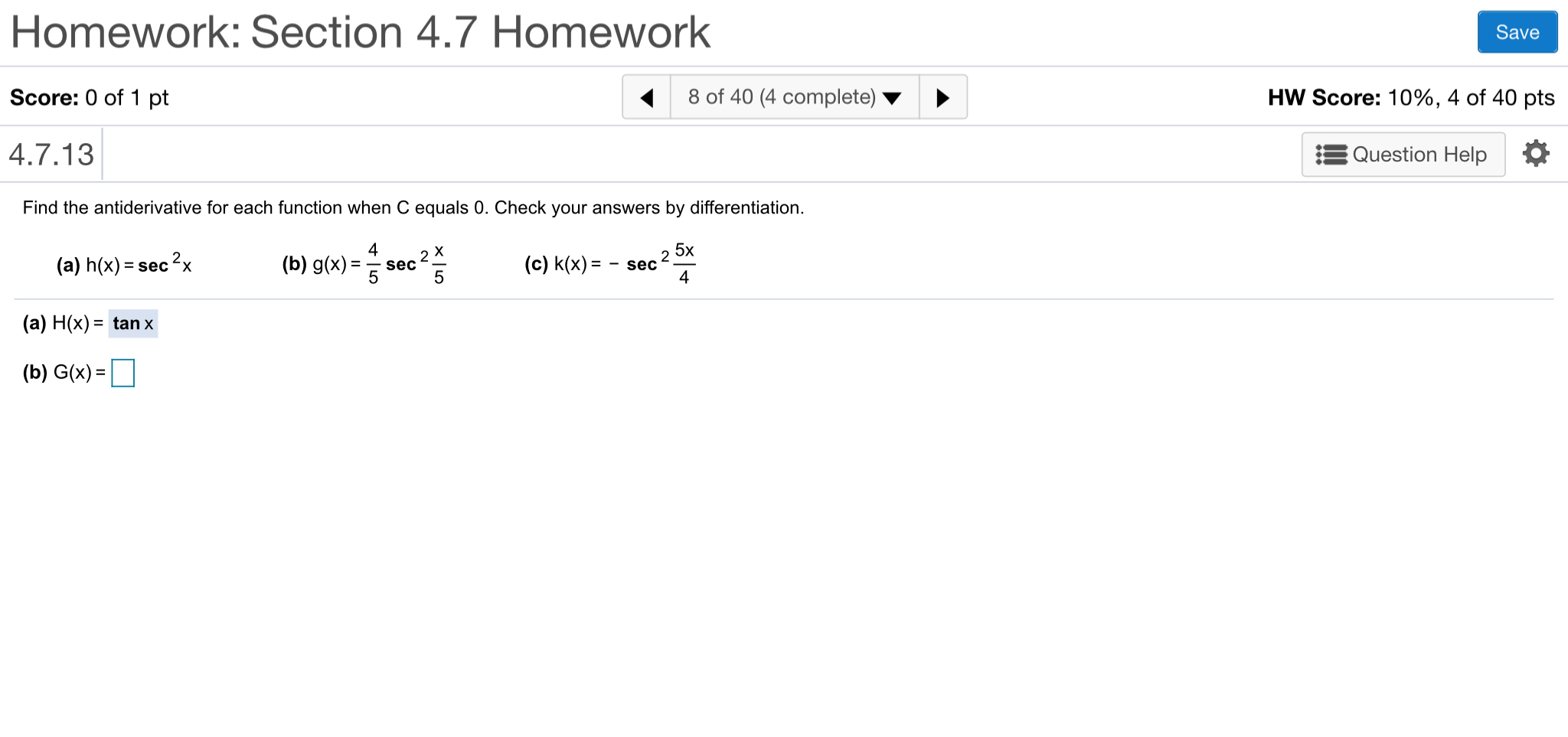 Solved Homework Section 4 7 Homework Save 8 Of 40 4