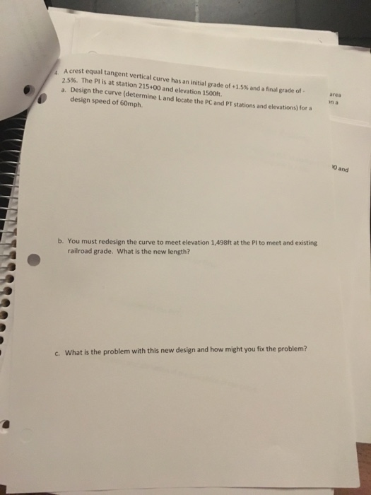 Solved A crest equal tangent vertical curve has an initial | Chegg.com