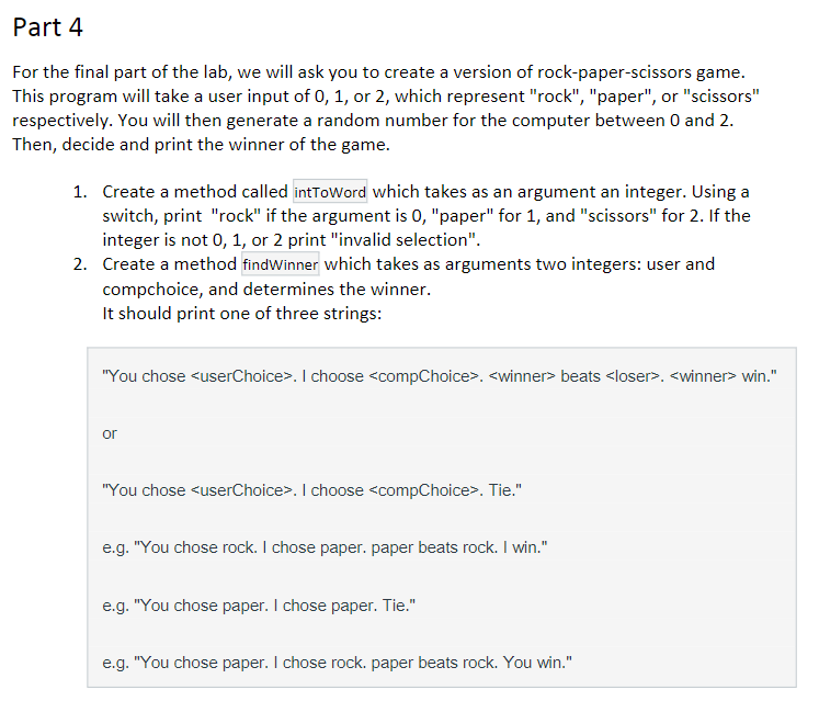 Solved 4 final part of the lab, we will ask you to create a | Chegg.com