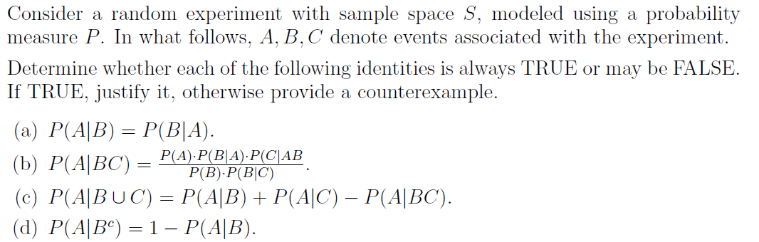 Solved Consider a random experiment with sample space S, | Chegg.com