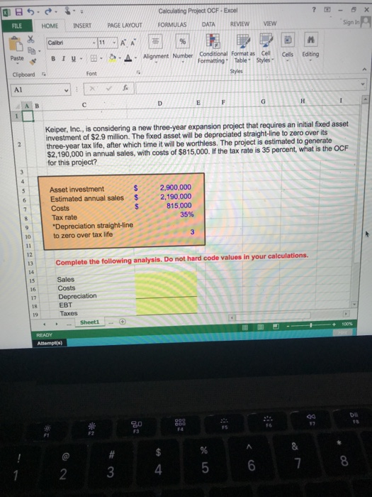 Solved Problem 10-9 Calculating Project OCF 1. Compute the | Chegg.com