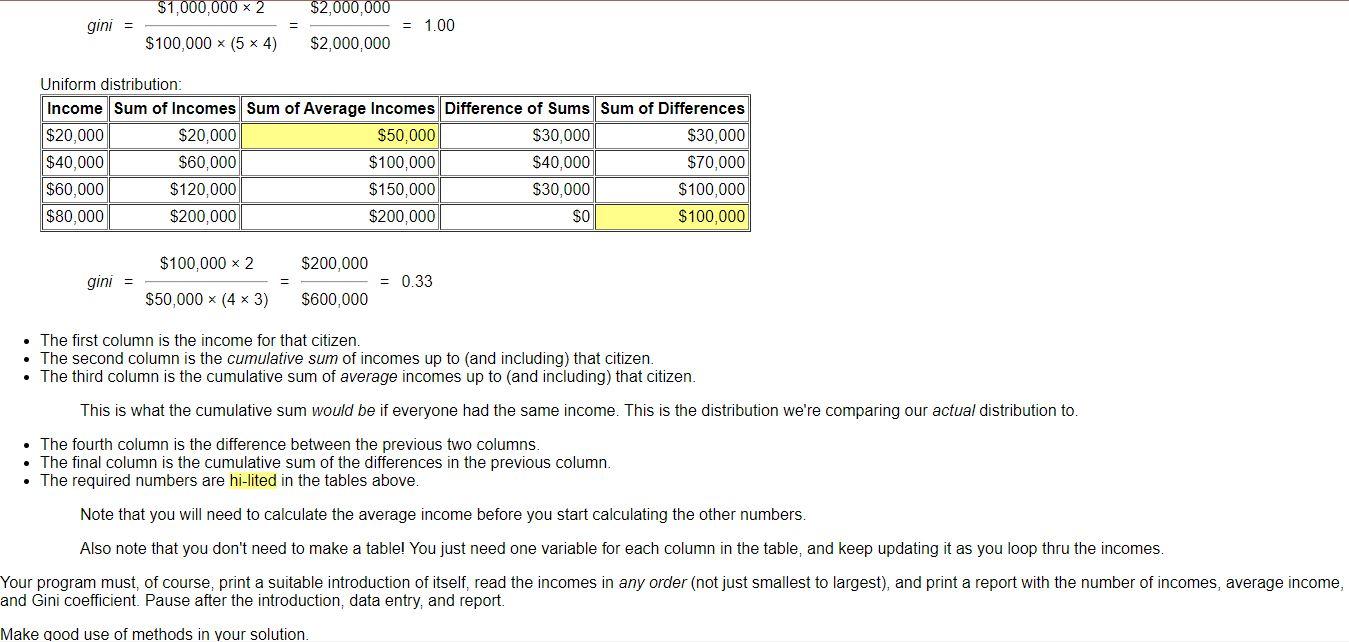 Solved Gini Coefficient (PriorityQueues) Summary Create a | Chegg.com