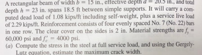 Solved A rectangular beam of width is ., effective depth | Chegg.com
