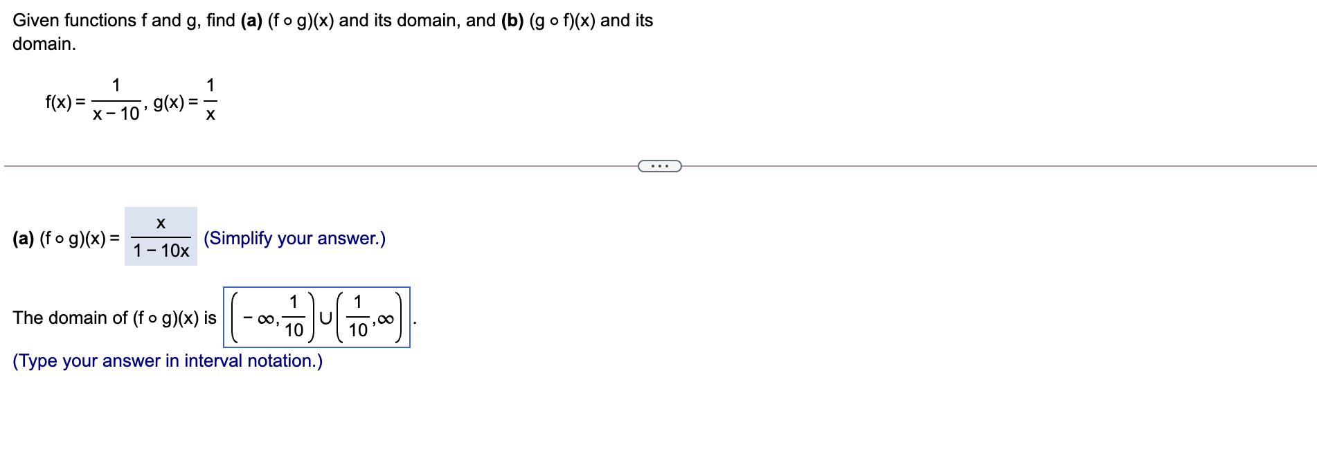 Solved Given functions f and g, find (a) (fog)(x) and its | Chegg.com