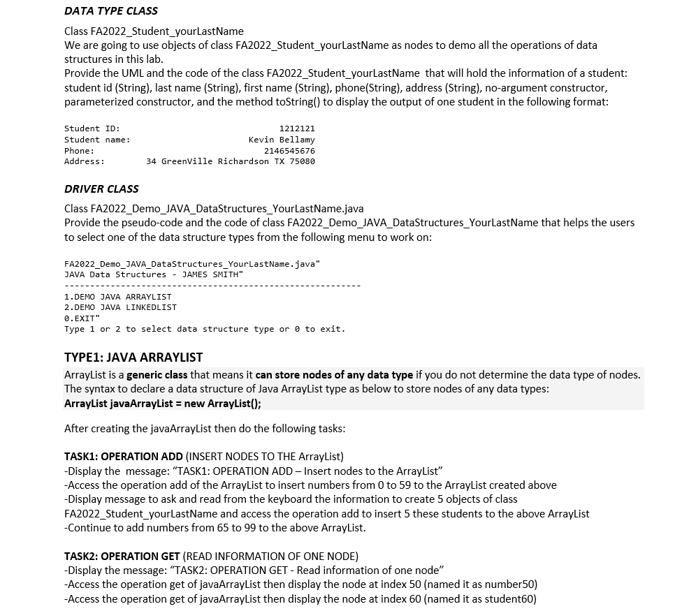 Solved DATA TYPE CLASS Class FA2022_Student_yourLastName We | Chegg.com