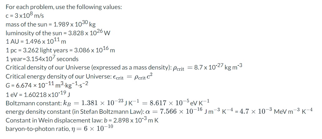 Solved For each problem, use the following values: c=3×108 | Chegg.com