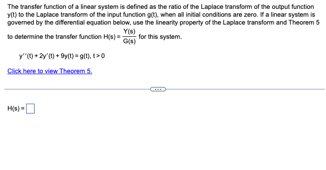 Solved The transfer function of a linear system is defined | Chegg.com