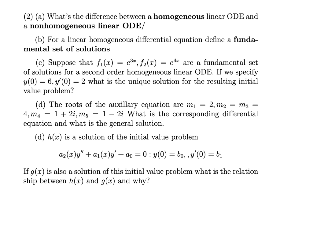 Solved (2) (a) What's the difference between a homogeneous | Chegg.com