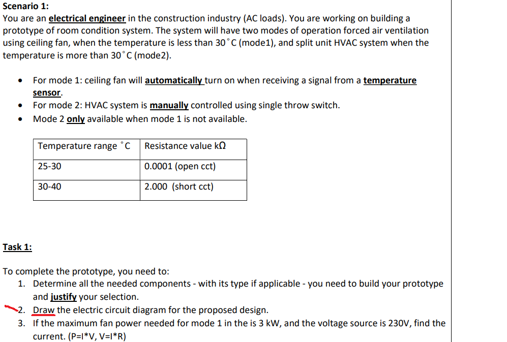 Solved Scenario 1:You are an electrical engineer in the | Chegg.com