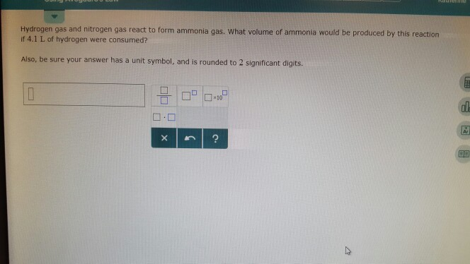 Solved Hydrogen gas and nitrogen gas react to form ammonia | Chegg.com