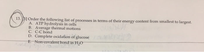 Solved Order the following list of processes in terms of | Chegg.com