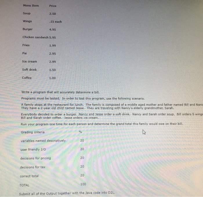 Solved Please write in java. Needs to accurately determine a | Chegg.com