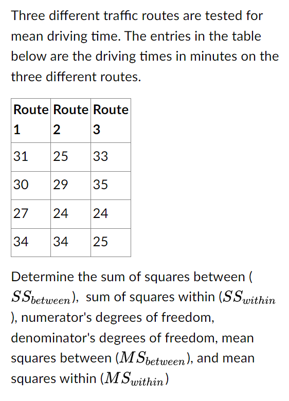 Solved Please help with the below?Sum of Squares Between = ? | Chegg.com
