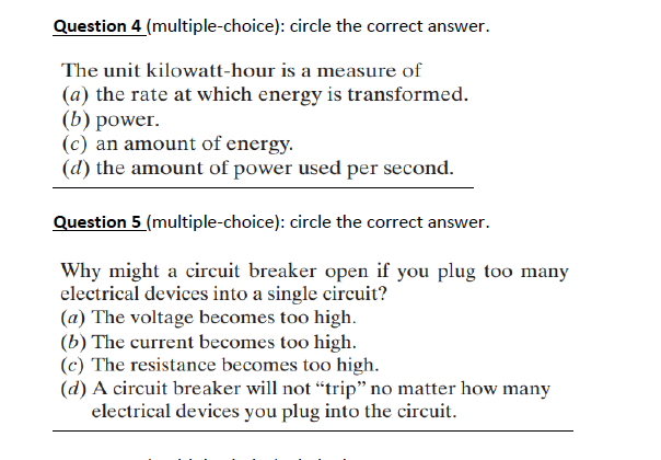 Solved Question 4 (multiple-choice): circle the correct | Chegg.com